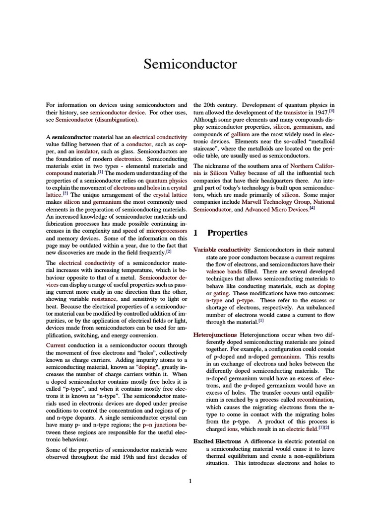 Semiconductor Pdf Semiconductors Doping Semiconductor