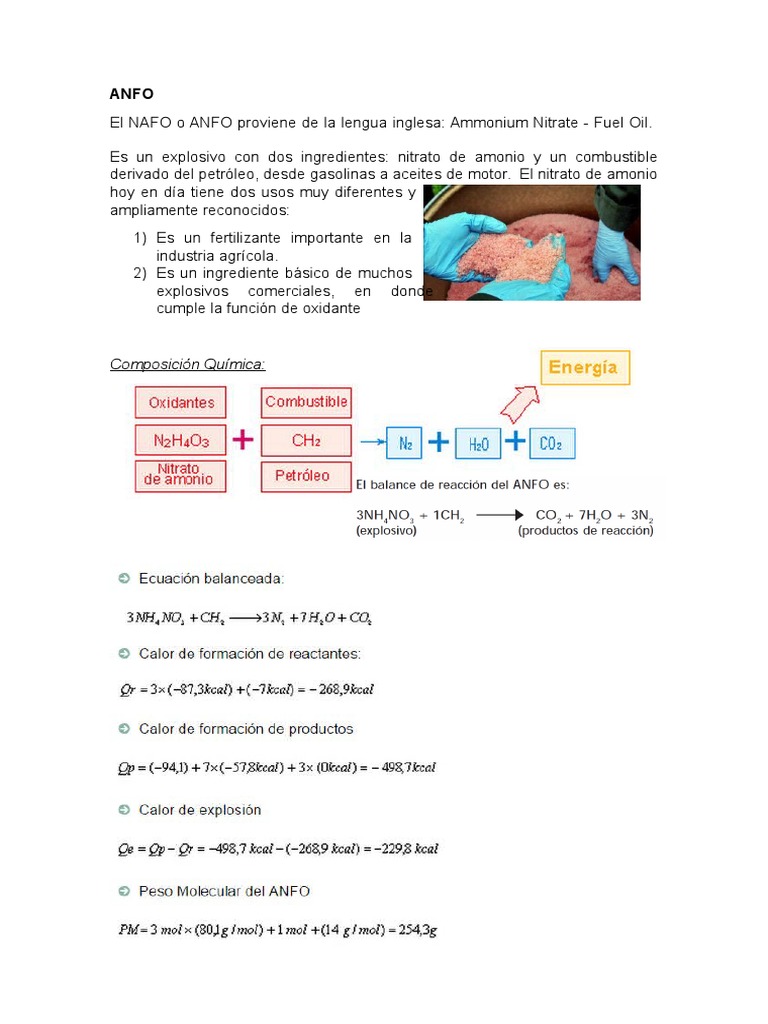 ANFO | PDF | Material explosivo | Sustancias químicas