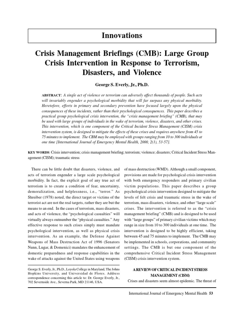 Crisis Management Briefings (CMB) | PDF | Crisis Management | Emergency ...