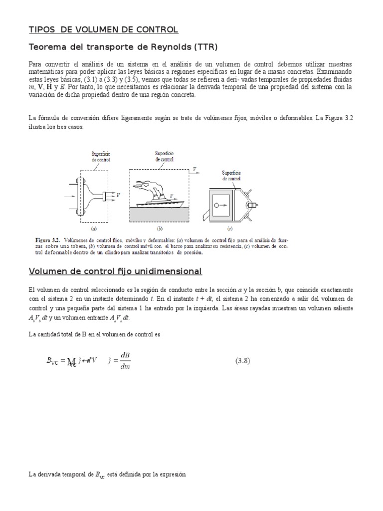 Tipos de Volumen de Control - Resumen | PDF | Integral | Movimiento ...