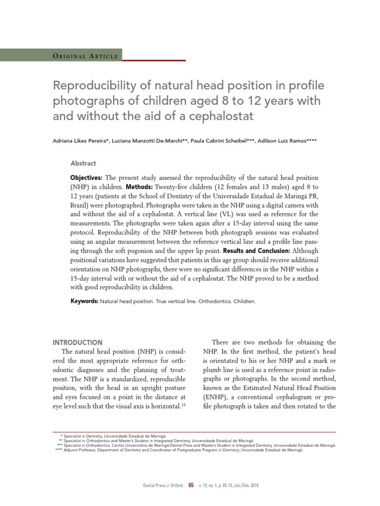 Natural Head Position | PDF | Orthodontics | Photograph