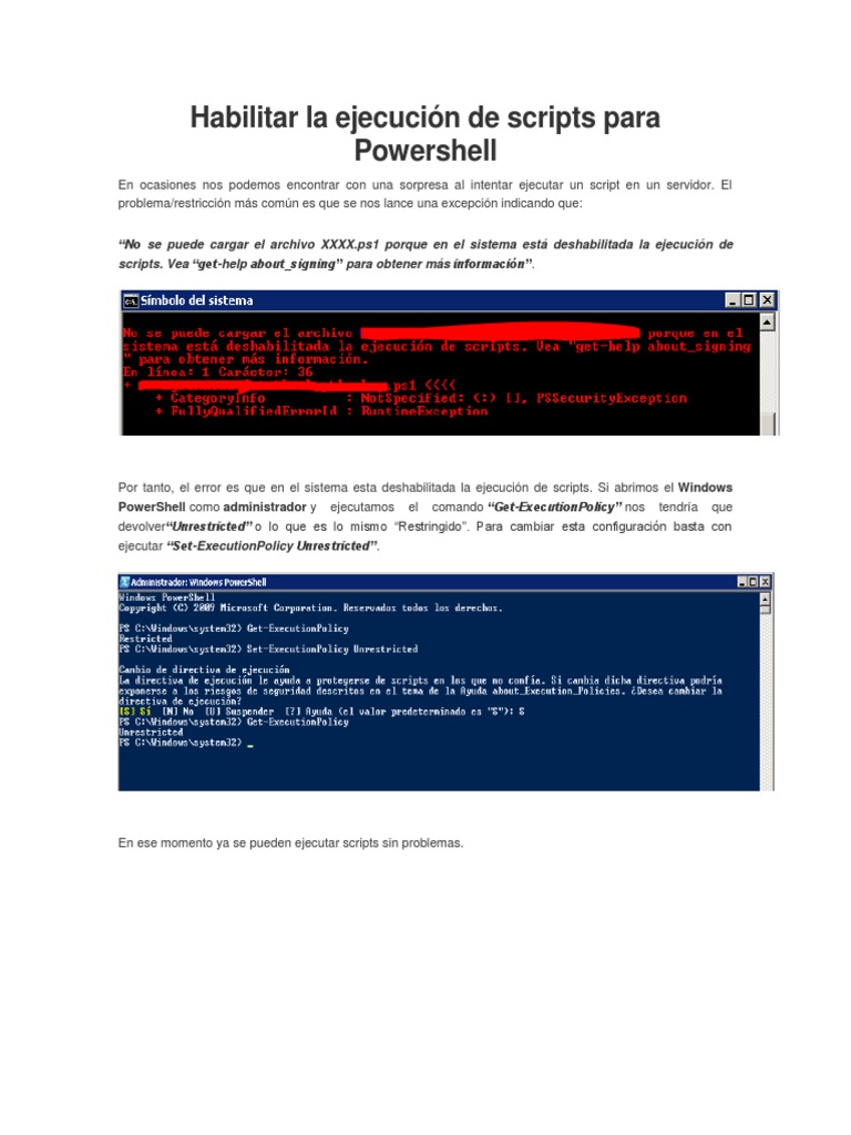 Habilitar La Ejecución de Scripts para Powershell | PDF | Lenguaje de ...