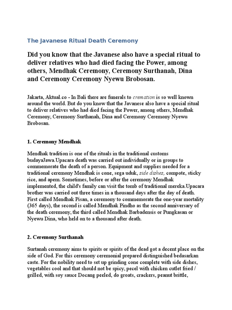 Javanese Death Rituals Explained | PDF | Death | Funeral