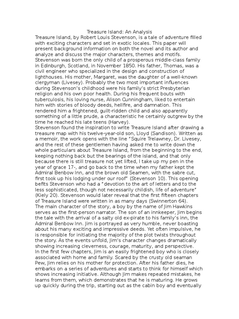 Treasure Island Character and Theme Analysis | PDF | Treasure Island ...