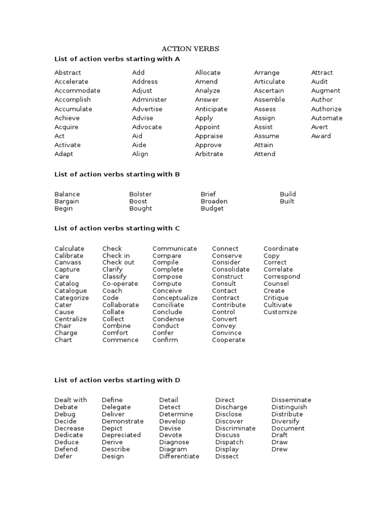 Action and Non-Action Verbs Overview | PDF | Business