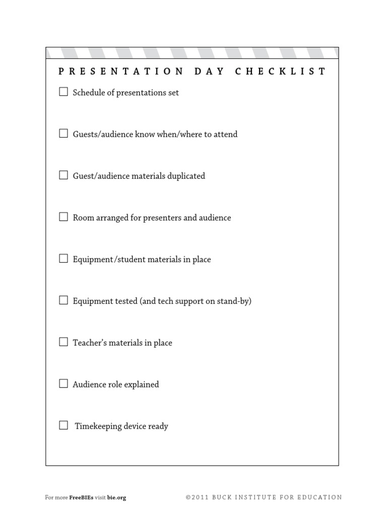 Presentation Day Checklist Guide | PDF | Foreign Language Studies