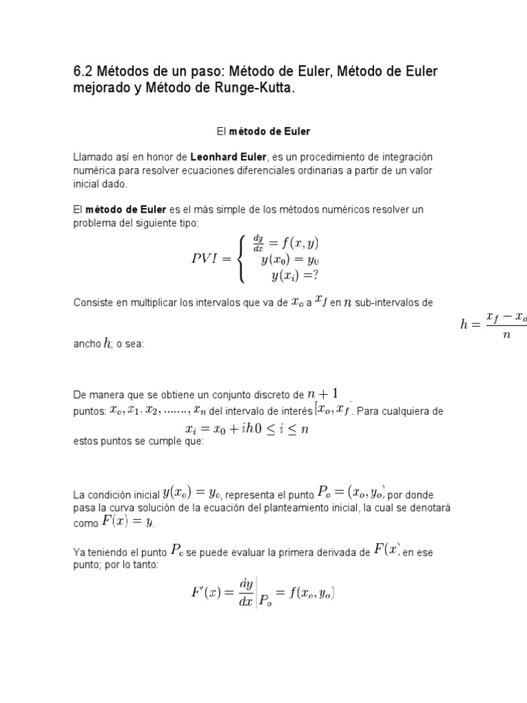 Metodos Numericos Metodo de Euler | PDF | Análisis | Enseñanza de matemática