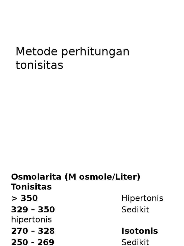 Perhitungan Tonisitas | PDF