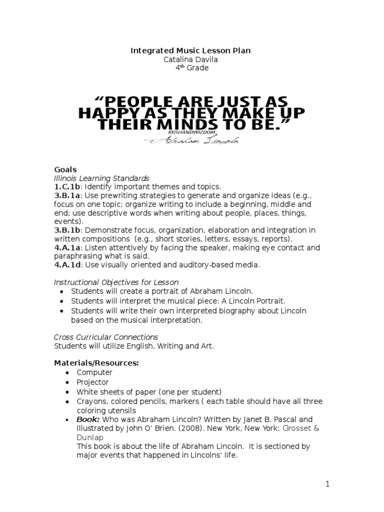 EE 344 Integrated Music Lesson Plan | PDF | Musical Compositions ...