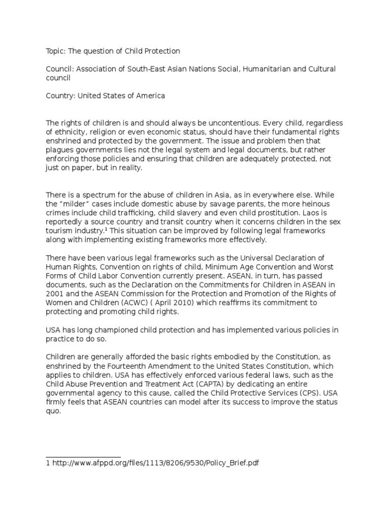 Position Paper For Asean | PDF | Children's Rights | Human Rights