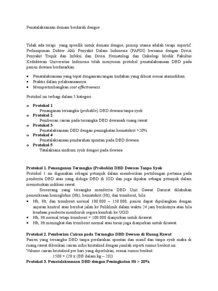Penatalaksanaan Demam Berdarah Dengue | PDF | Sains & Matematika