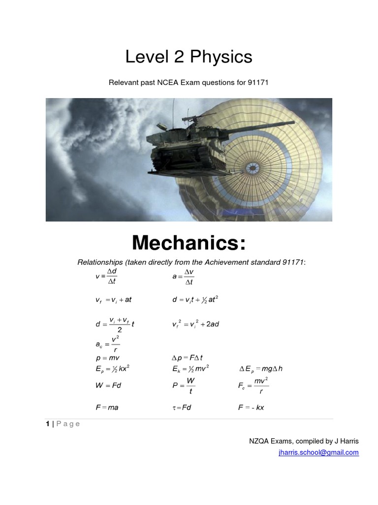NCEA Level 2 Mechanics Past Exam Questions | PDF | Collision | Acceleration