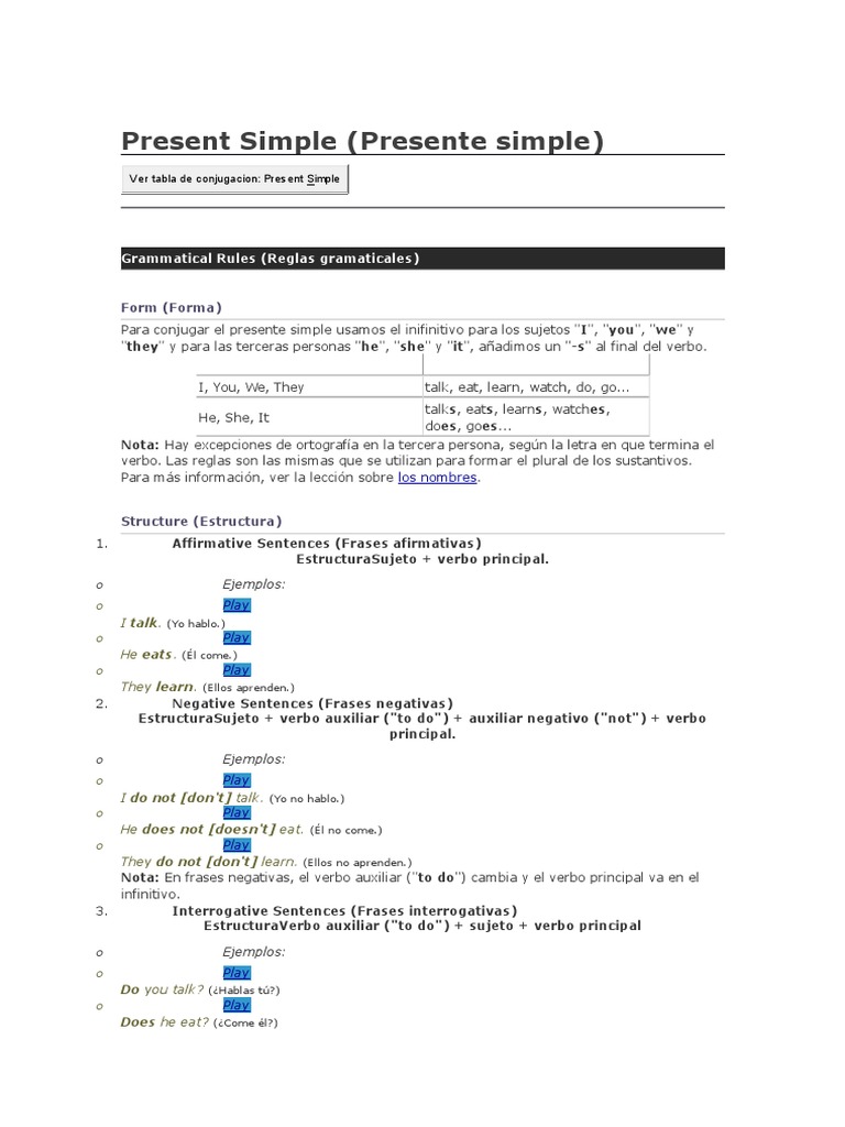 Present Simple | PDF | Verbo | Adverbio