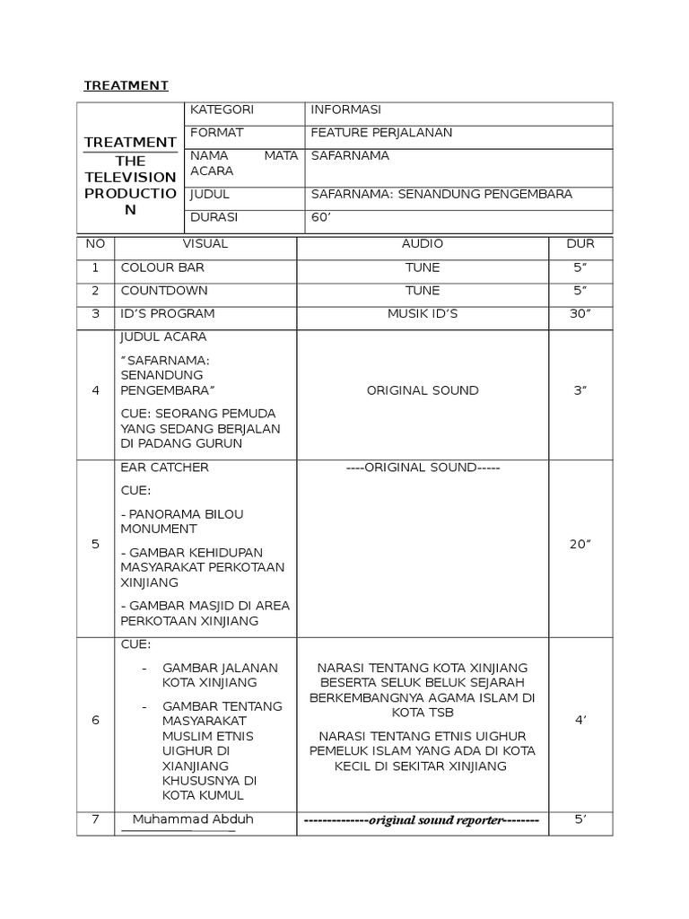 Contoh Treatment TV | PDF | Seni