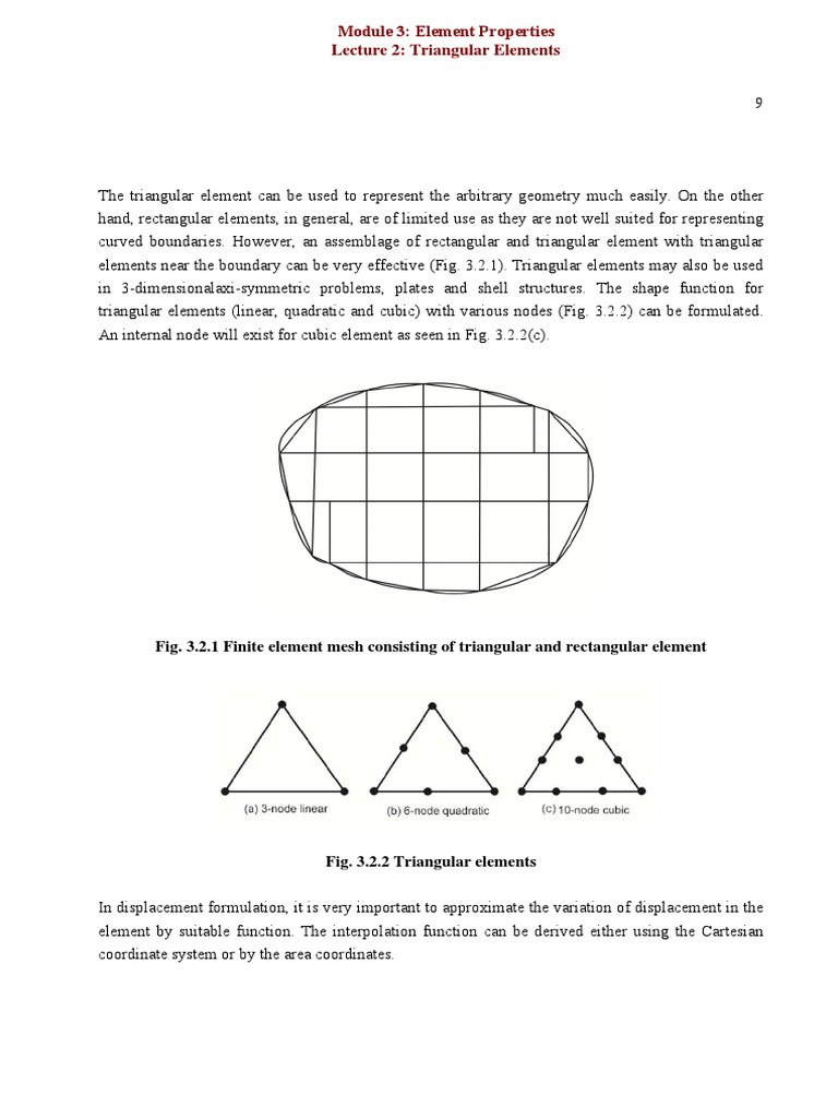 Fig. 3.2.1 Finite Element Mesh Consisting of Triangular and Rectangular Element | PDF | Triangle ...
