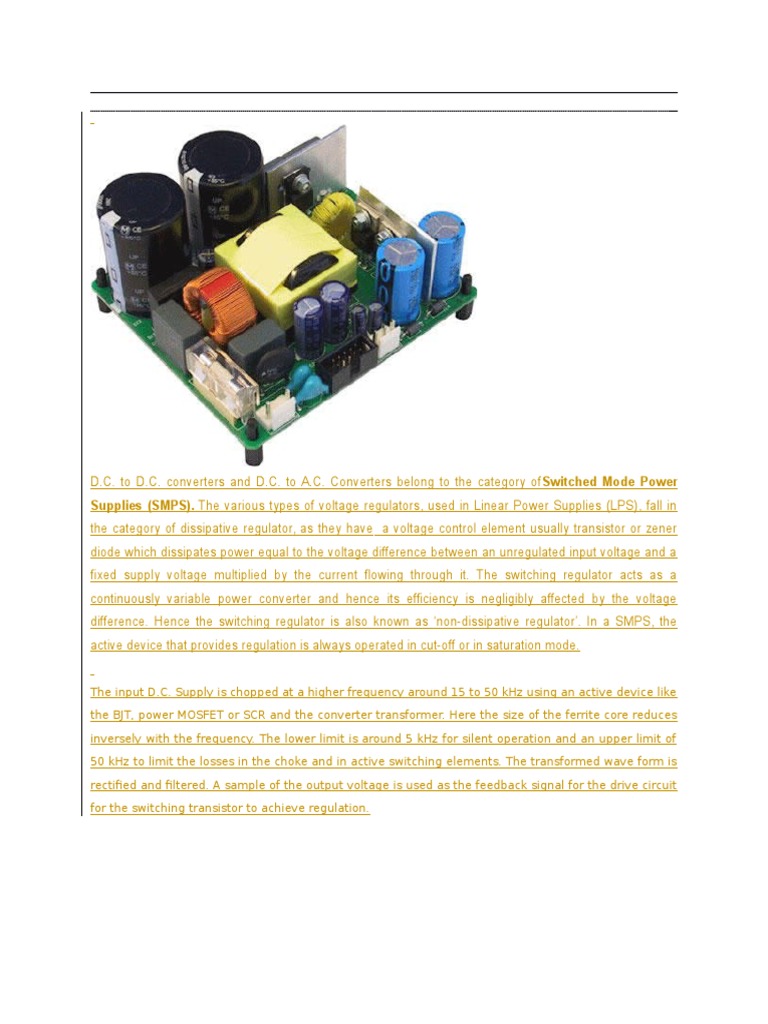 Supplies (SMPS) - The Various Types of Voltage Regulators, Used in ...