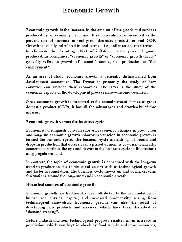 Economic Growth: Economic Growth Is The Increase in The Amount of The ...
