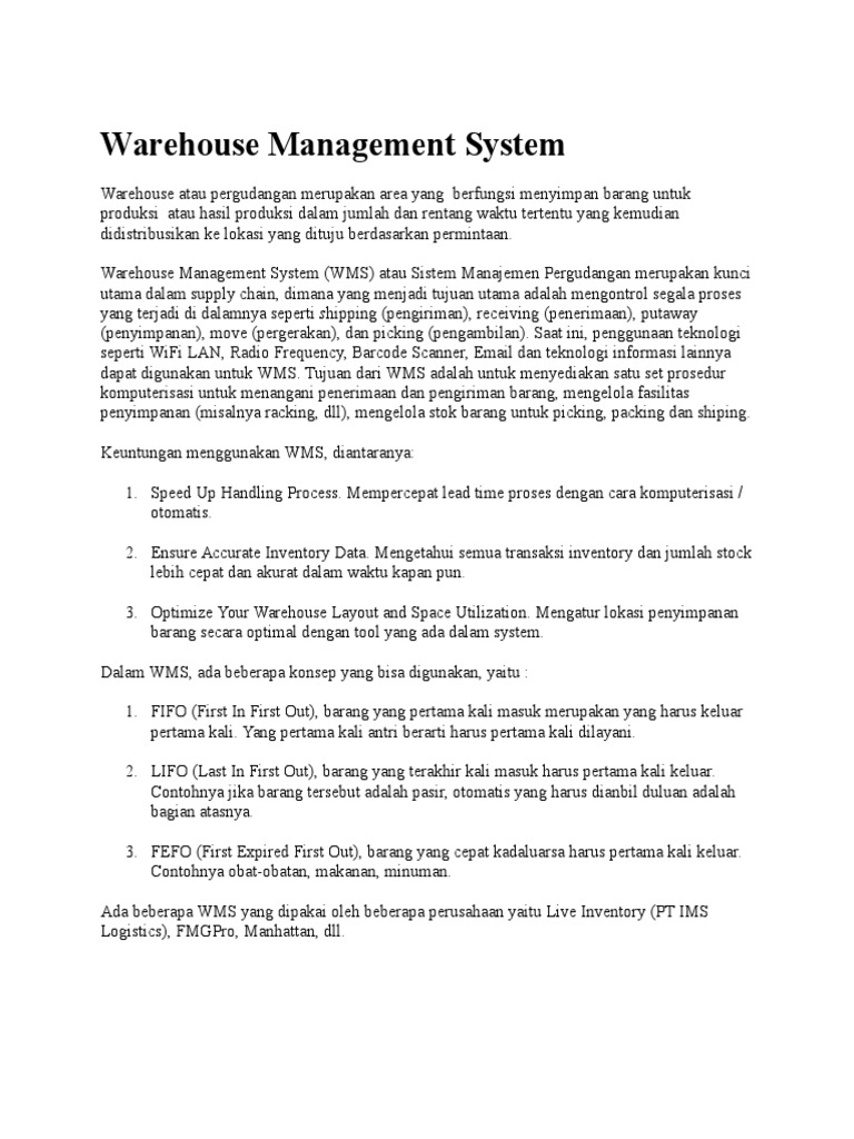 Warehouse Management System | PDF