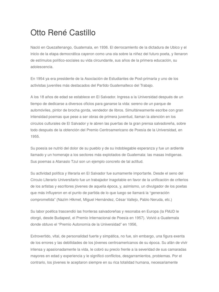 Otto René Castillo - Poemas | PDF | Guatemala | El Salvador