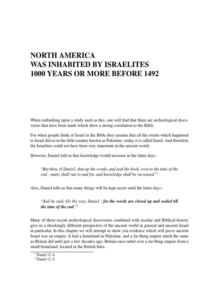 Israelites in Ancient North America | PDF | Travel | History