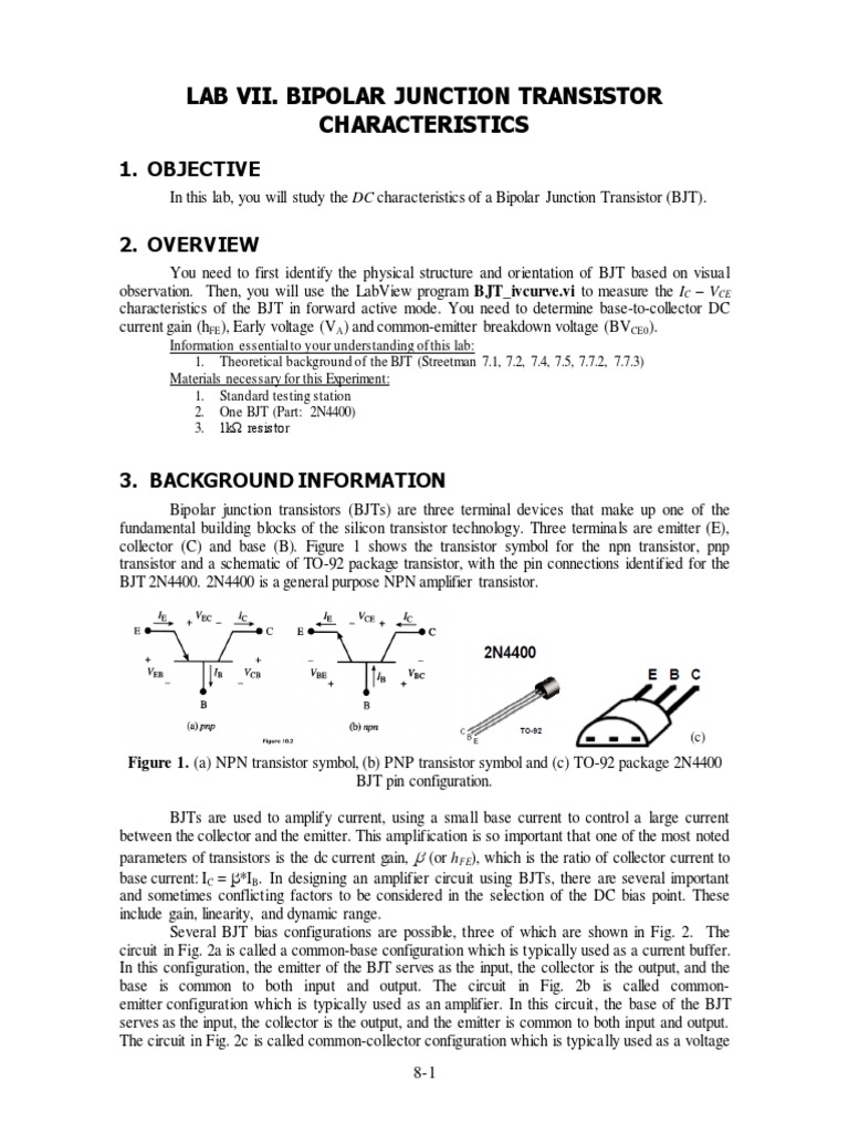 Bipolar Junction Transistor Characteristics | PDF | Bipolar Junction ...