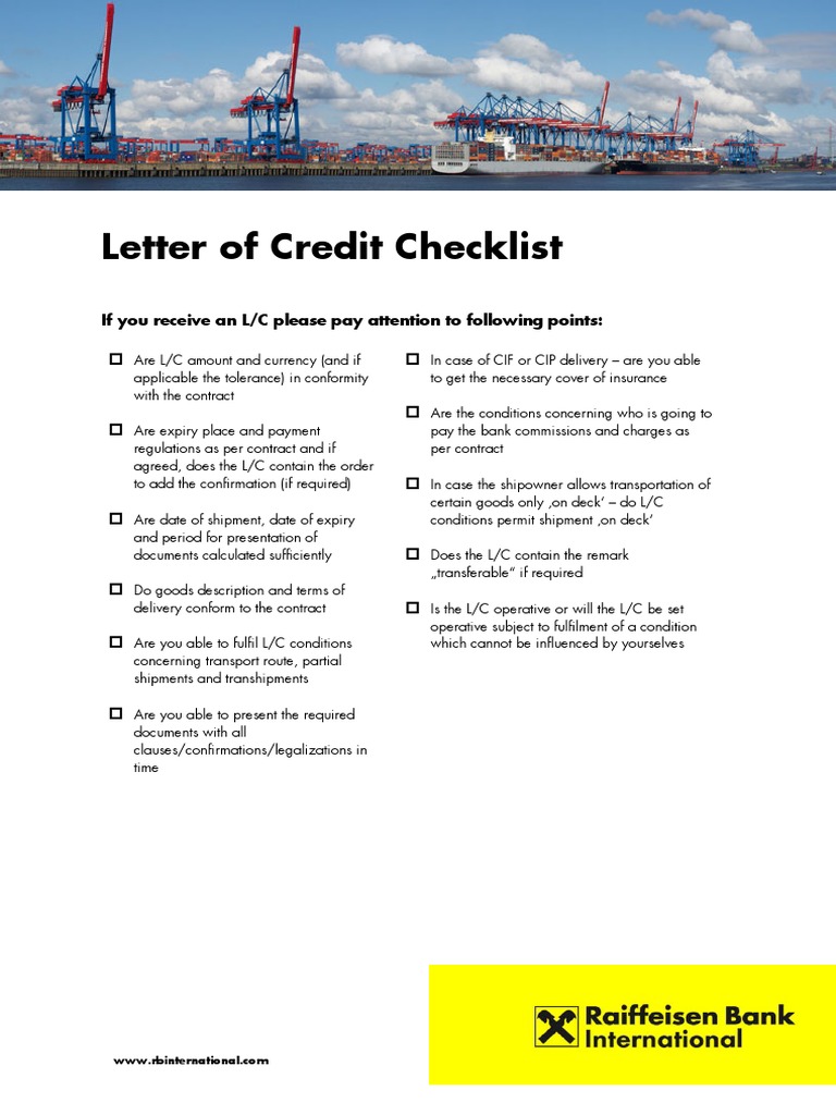 Letter of Credit Checklist: If You Receive An L/C Please Pay Attention ...