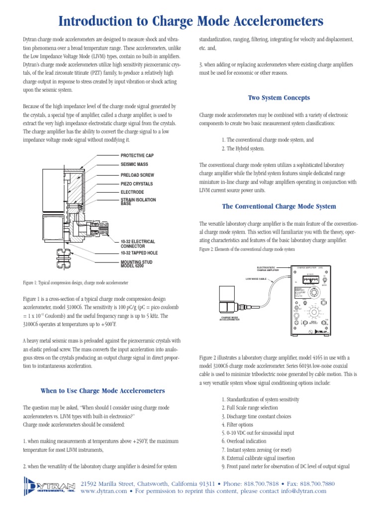 Introduction To Charge Mode Accelerometers | PDF | Amplifier | Accelerometer