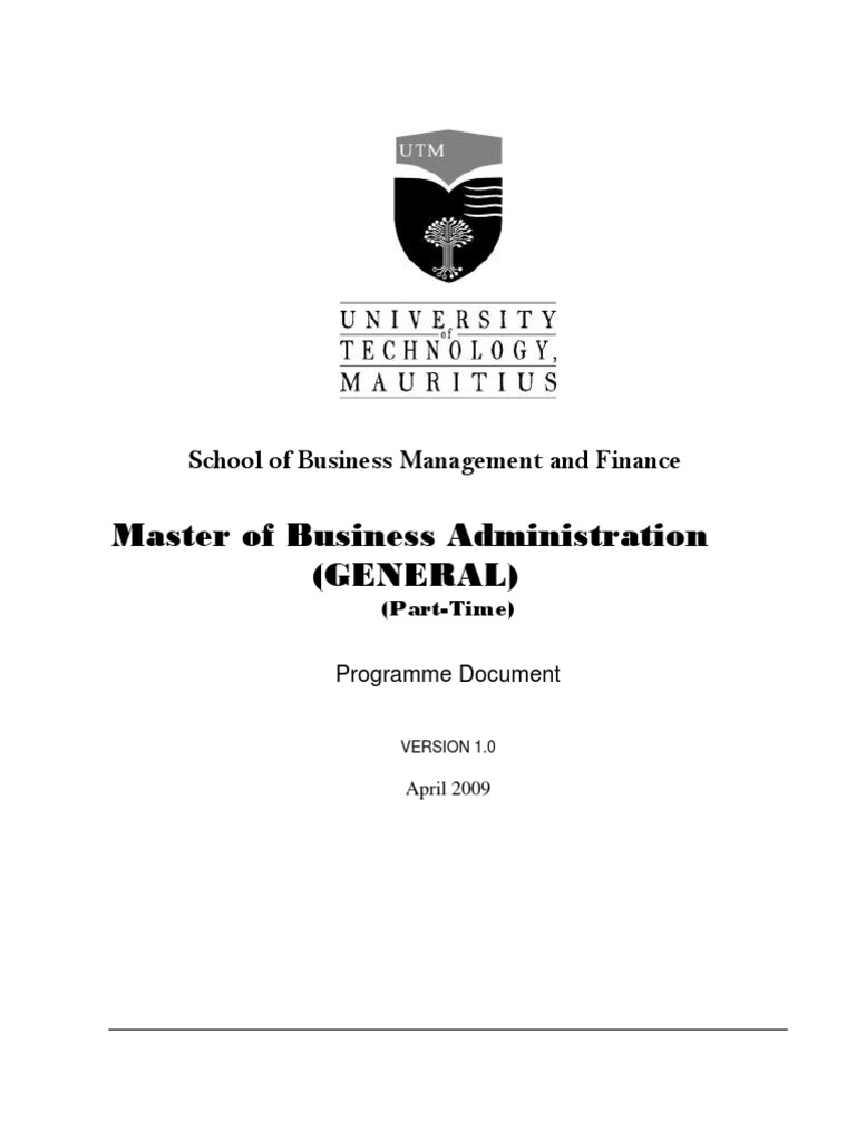 Master of Business Administration (General) | PDF | Master Of Business ...