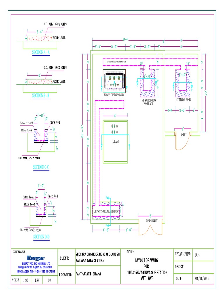 500kVA Substation Layout Drawing | PDF