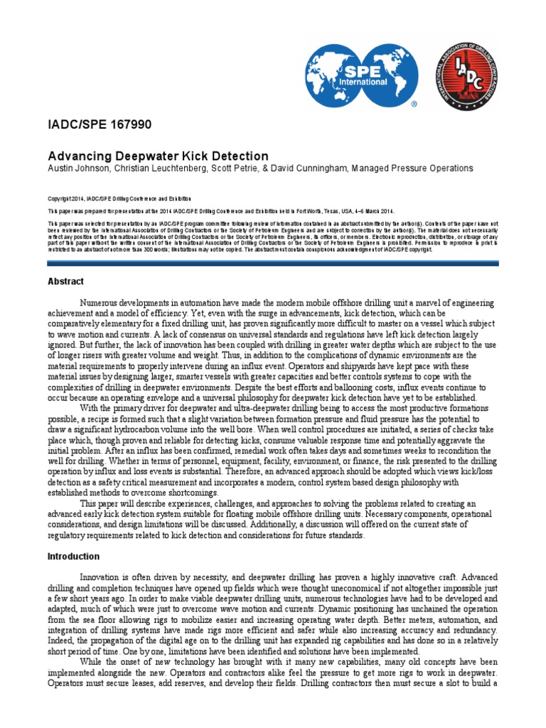 Advanced Deepwater Kick Detection | PDF | Fluid Dynamics | Drilling Rig