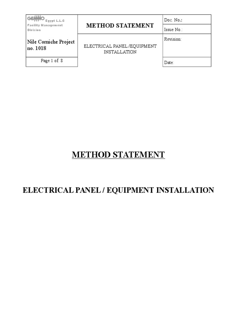 Electrical Panel - Equipment Installation Method Statement | PDF | Personal Protective Equipment ...