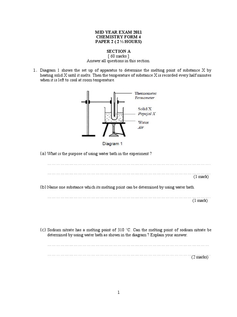 Chemistry Paper 2 Exam Premi | PDF | Mole (Unit) | Gases