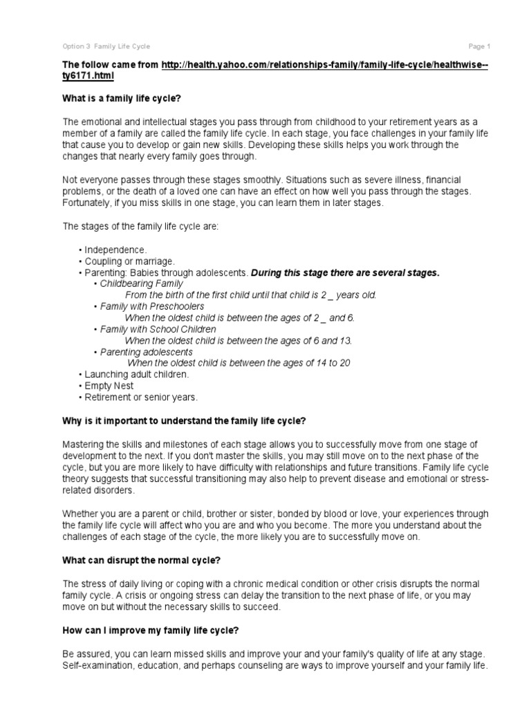 What Is Family Life Cycle | Download Free PDF | Parenting | Relationships