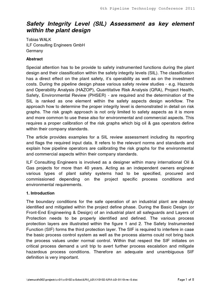 SIL Assessment in Plant Design | PDF | Safety | Prevention