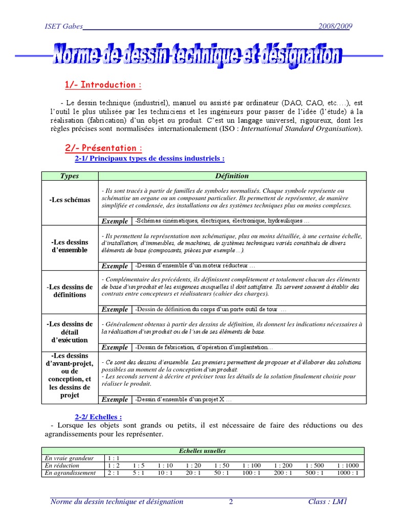 Normes du Dessin Technique Européen | PDF | Dessin technique ...