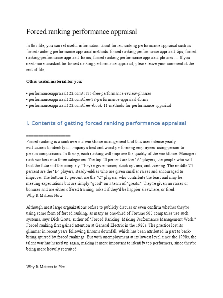 Forced Ranking Performance Appraisal | PDF | Performance Appraisal | Employment