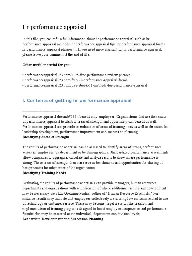 HR Performance Appraisal | PDF | Performance Appraisal | Competence ...