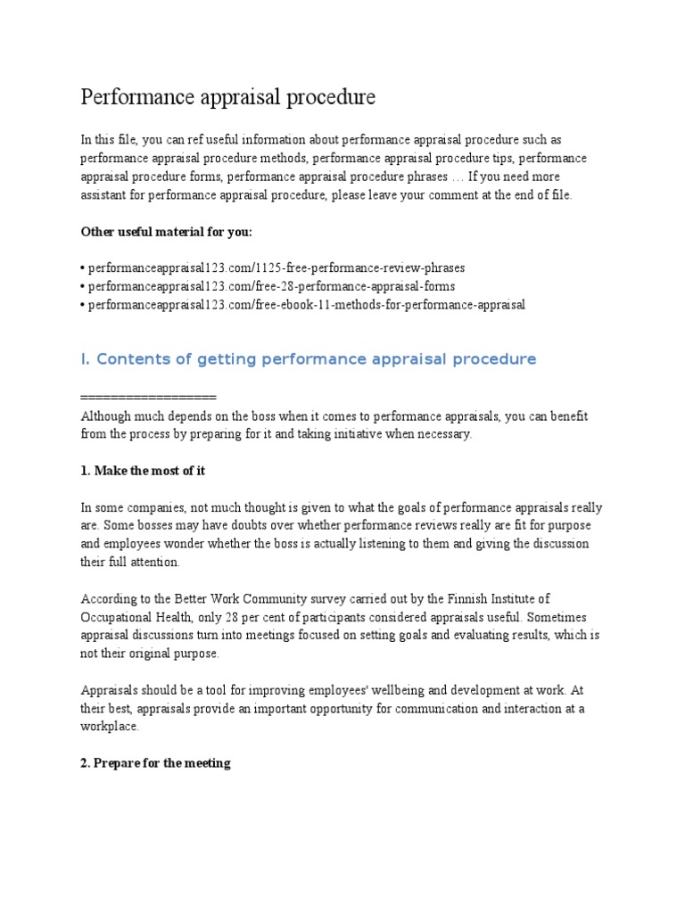 Performance Appraisal Procedure | PDF | Performance Appraisal | Cognition