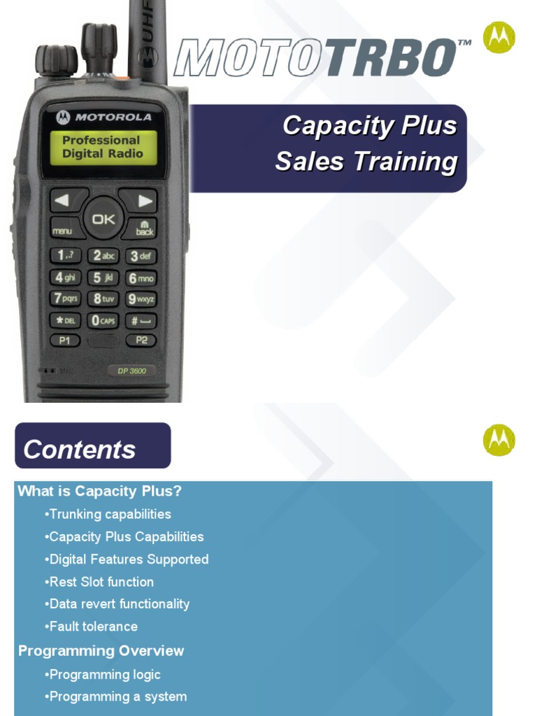 MOTOTRBO Capacity Plus EMEA Sales Training PDF | PDF | Computer ...