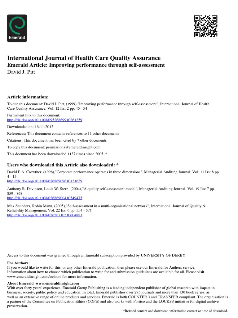 International Journal of Health Care Quality Assurance: Emerald Article ...