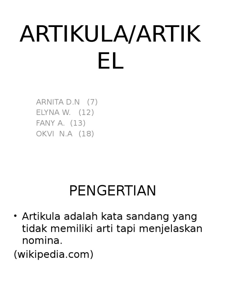 ARTIKULA | PDF | Seni & Disiplin Bahasa | Kajian Bahasa Asing