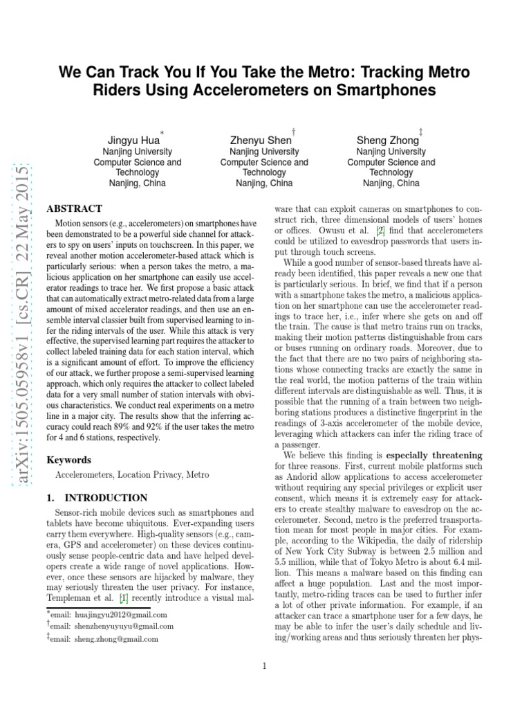 We Can Track You If You Take The Metro: Tracking Metro Riders Using ...
