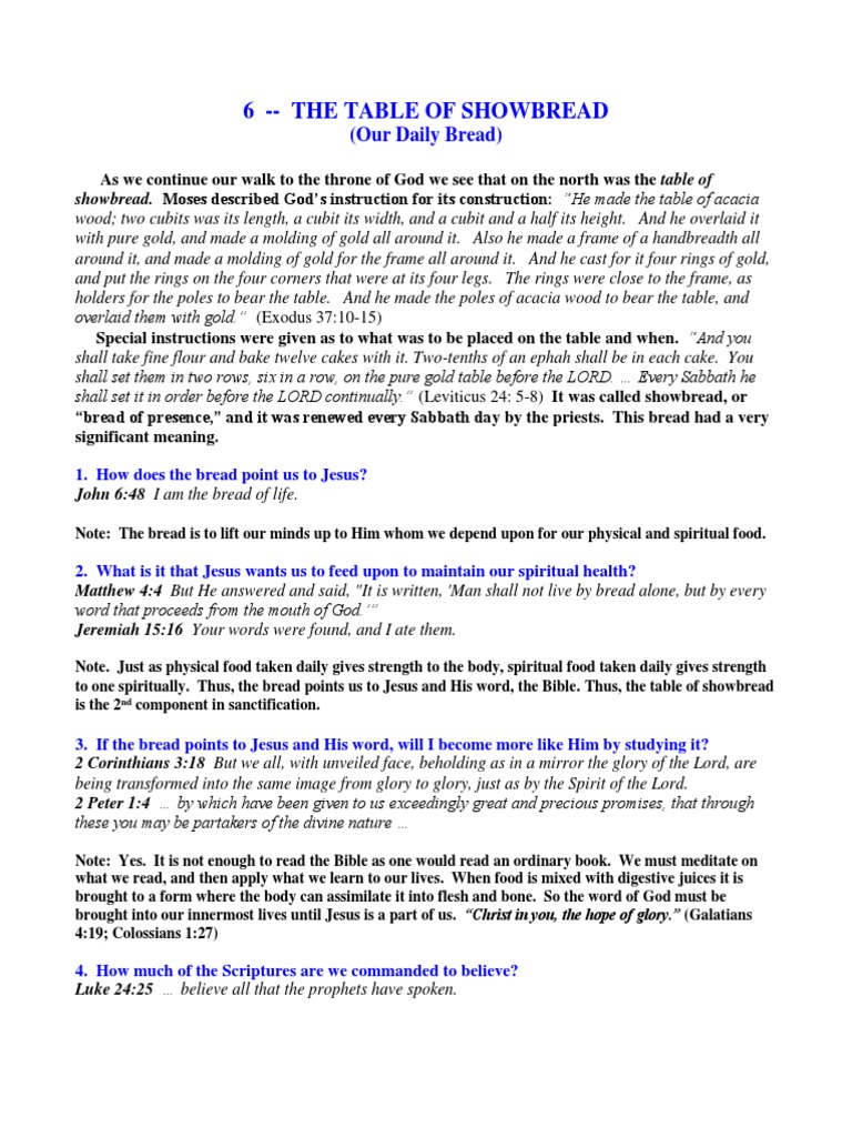 06 The Table of Shewbread Study 6 | PDF | Revelation | Bible