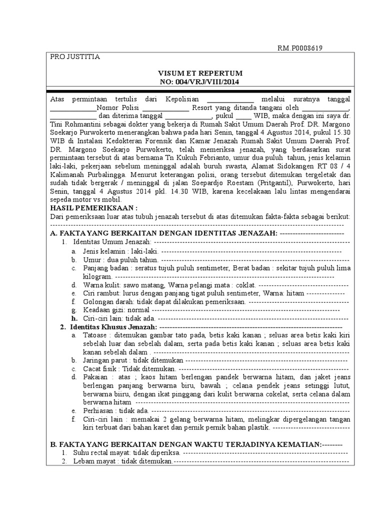 Contoh Laporan Visum | PDF