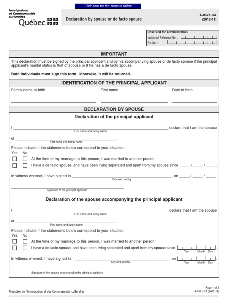 Declaration Spouse Dyn | PDF | Marriage | Family