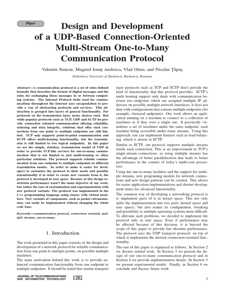 Design and Development of a UDP-Based Connection-Oriented Multi-Stream One-to-Many Communication ...