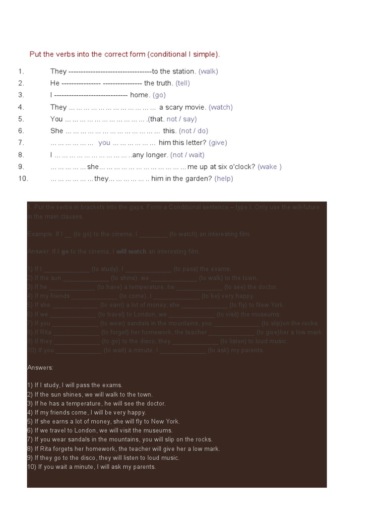 Conditional Sentences Exercise Guide | PDF | Ellipsis | Sentence ...
