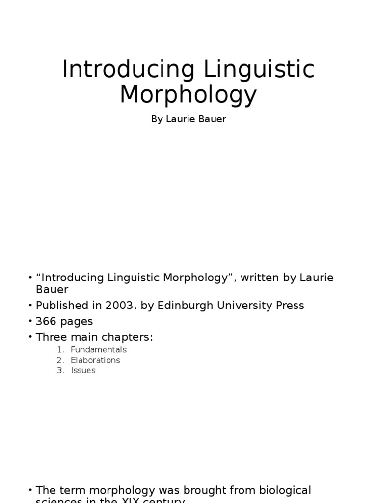 Introduction to Linguistic Morphology | PDF | Morphology (Linguistics ...
