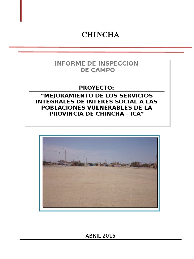 Informe de Inspeccion de Campo | PDF | Calle