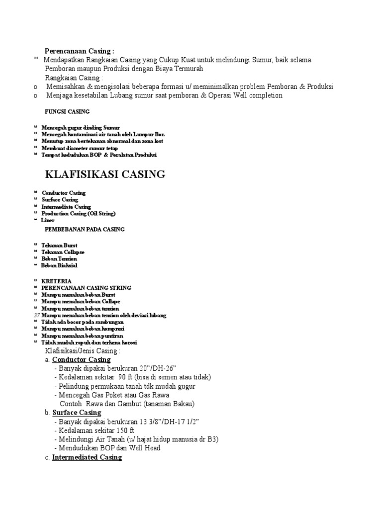 Perencanaan Casing | PDF | Teknologi & Rekayasa